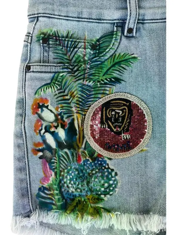 Mr & Mrs Italy Patch-detail Frayed Shorts