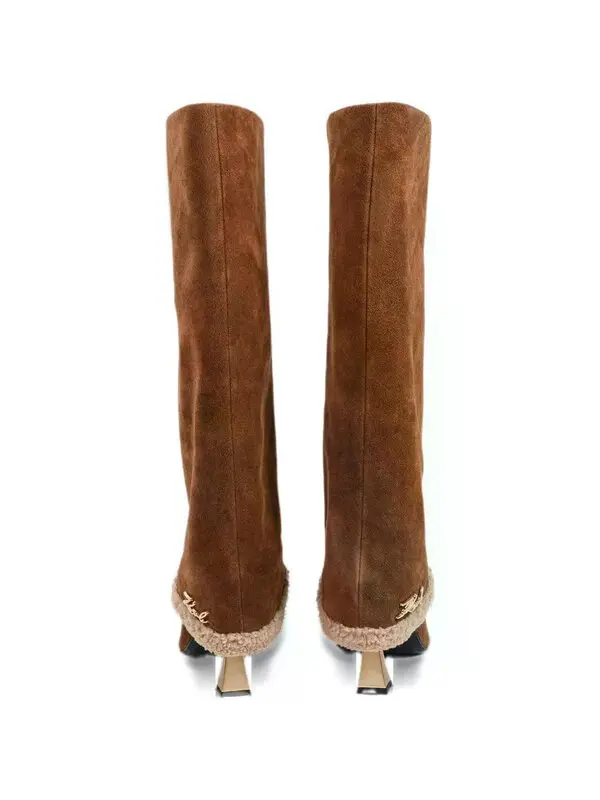 Karl Lagerfeld Debutante Shearling-trim Pointed-toe Boots