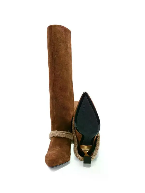 Karl Lagerfeld Debutante Shearling-trim Pointed-toe Boots