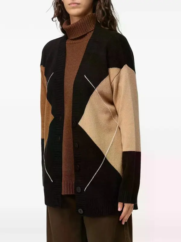 KANGRA Argyle Intarsia Cardigan