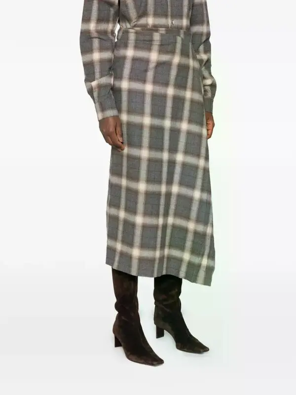 WOC Chota Check-pattern Wrap Midi Skirt