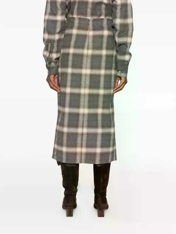 WOC Chota Check-pattern Wrap Midi Skirt