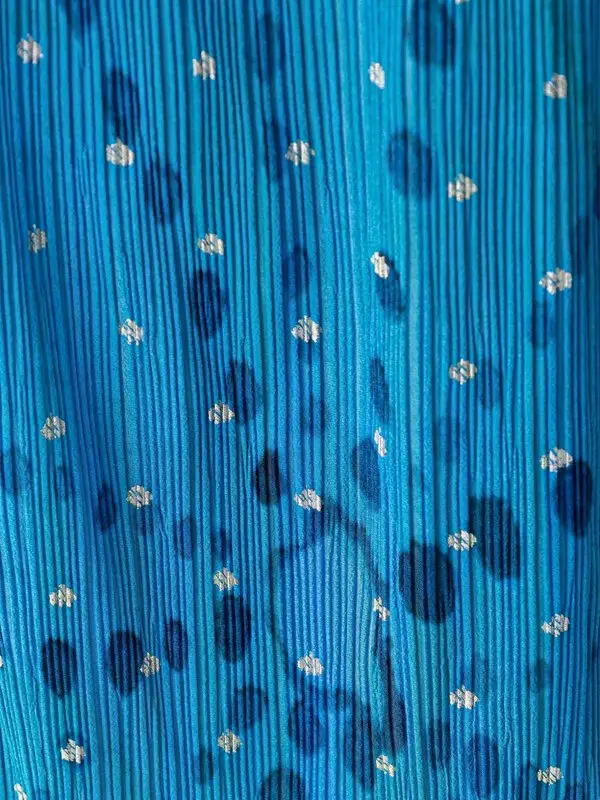 NEVER FULLY DRESSED Plissé Polka-dot Midi Dress