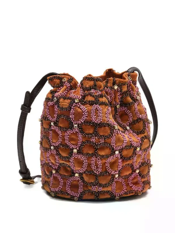 Malìparmi Bead-embellished Velvet Bucket Bag