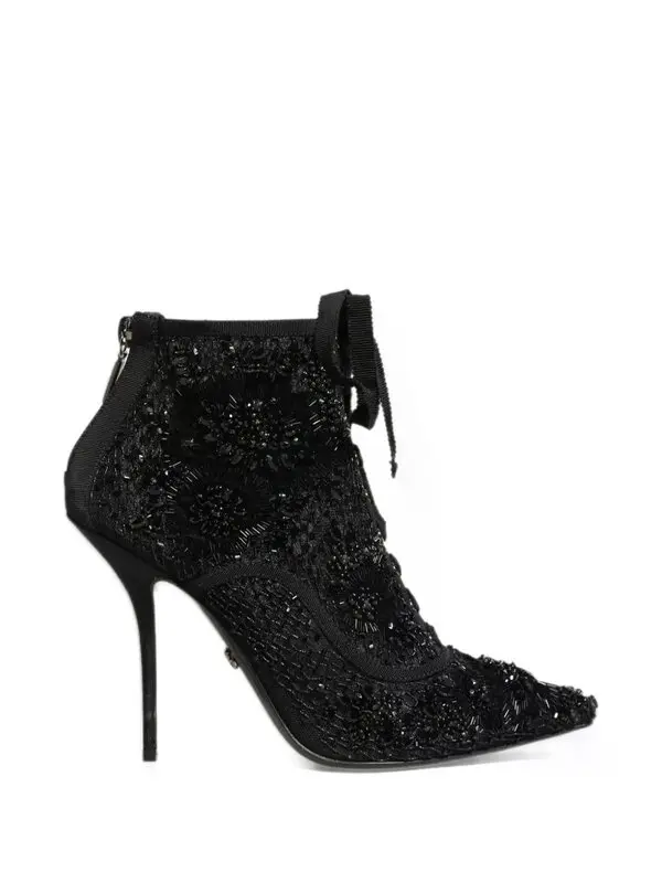 Dolce & Gabbana Embellished Mesh Ankle Boots - Black
