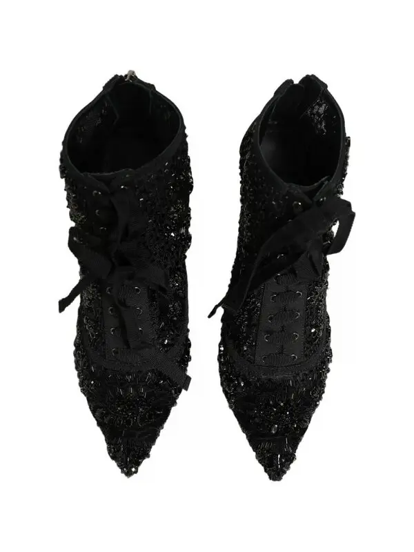 Dolce & Gabbana Embellished Mesh Ankle Boots
