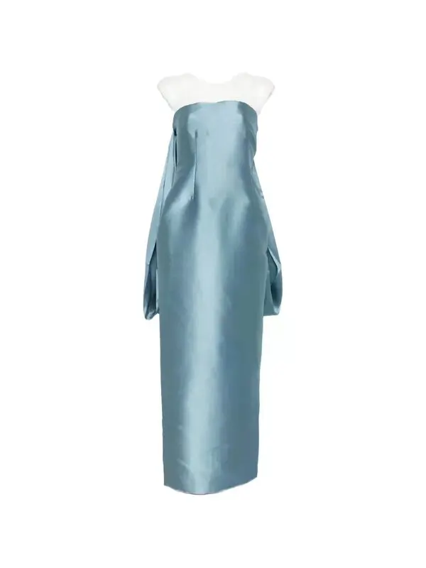 Solace London Dandridge Strapless Oversized-bow Maxi Dress - Blue
