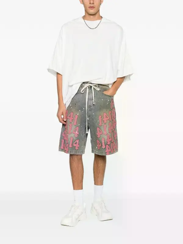 VALE FOREVER Appliqué-patch Paint-splatter Shorts