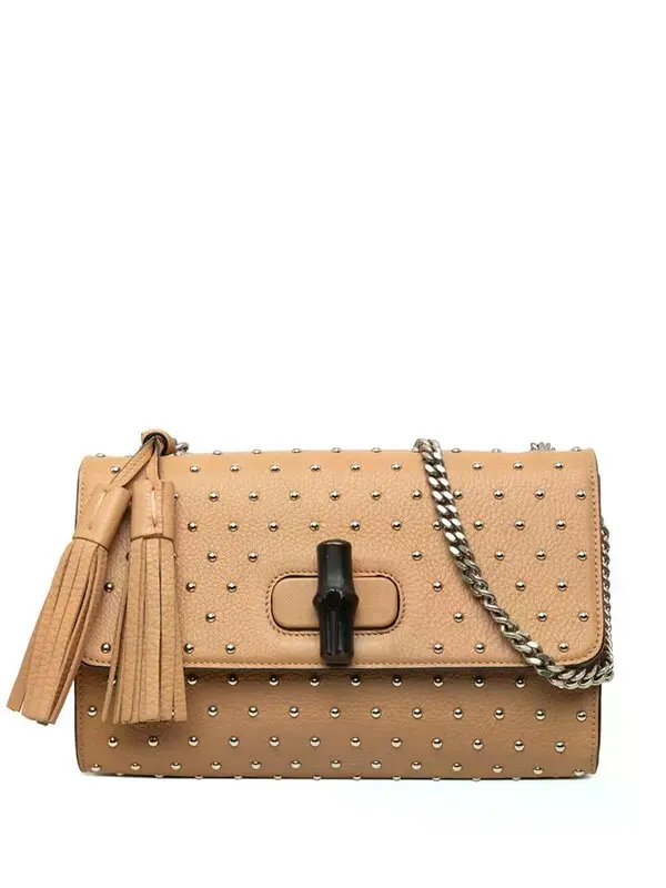 Gucci 2000-2015 Medium Leather Studded Miss Bamboo Crossbody Bag