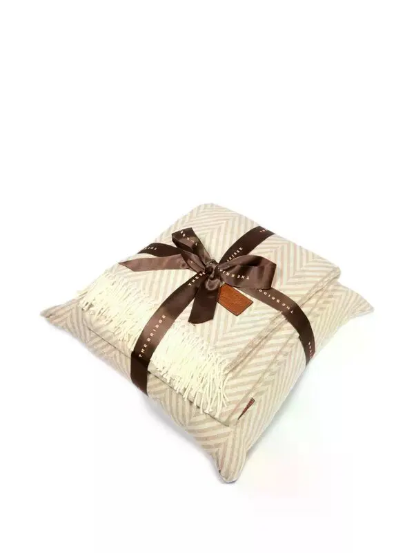 THE BRIDGE Herringbone Fringe-trim Cushion And Throw Set