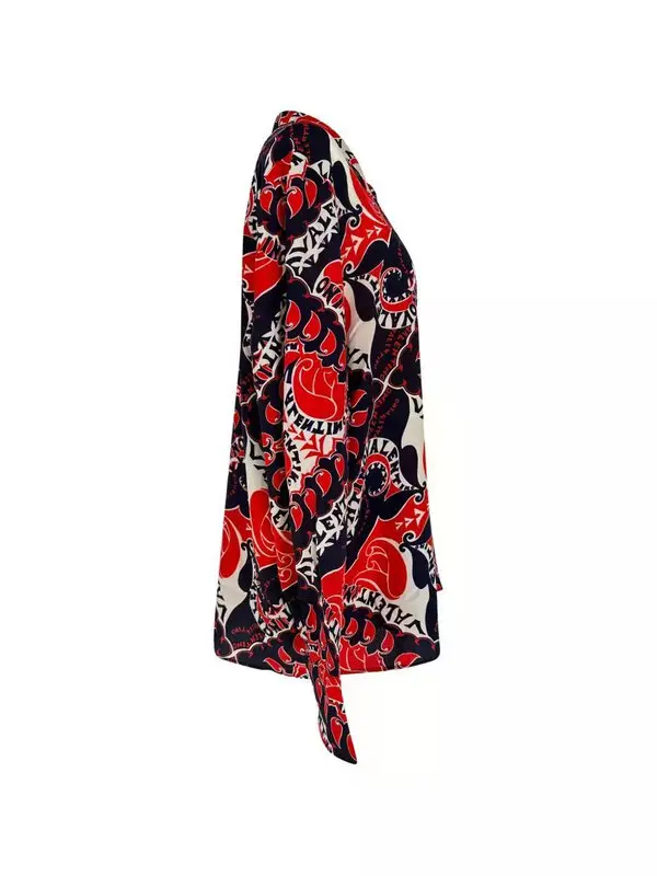 Valentino Garavani Printed Tie-neck Blouse