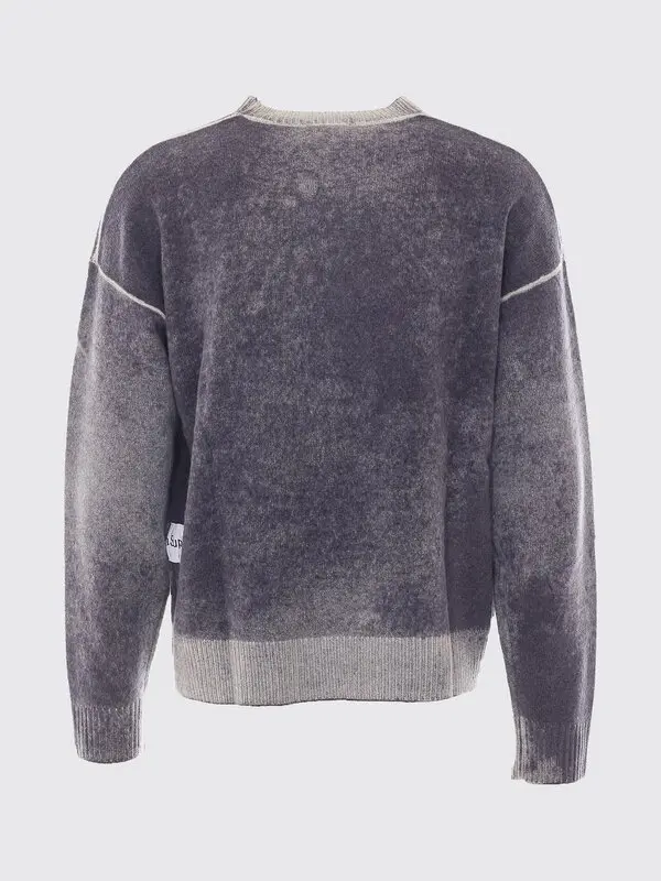 AMISH SUPPLIES Wool Crewneck Sweater With Contrast Trims And Dropped Shoulders
