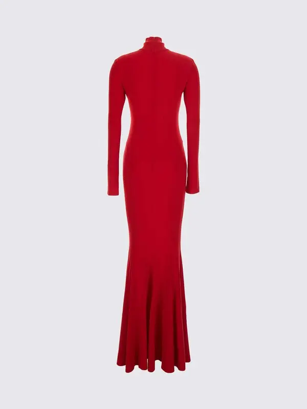 Norma Kamali Long-sleeved Turtleneck Evening Gown With A Sheath Silhouette
