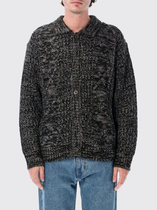 Obey Long-sleeve Wool-blend Button-up Polo Sweater - Grey