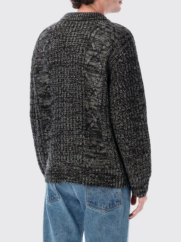 Obey Long-sleeve Wool-blend Button-up Polo Sweater - Grey