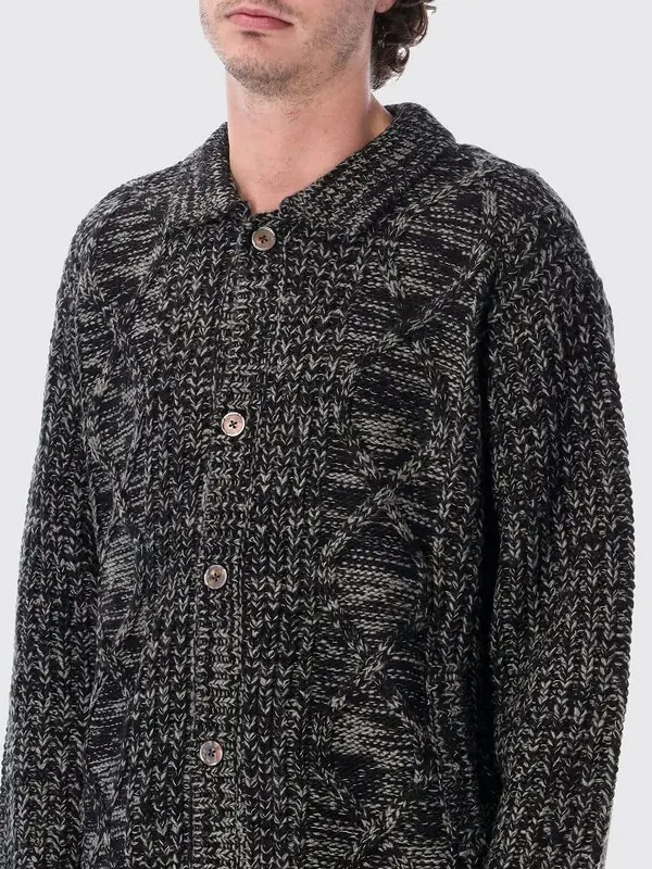 Obey Long-sleeve Wool-blend Button-up Polo Sweater - Grey