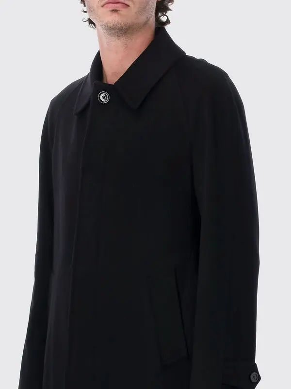 LARDINI Single-breasted Long Coat In Pure Cashmere With Strap Cuffs - Black