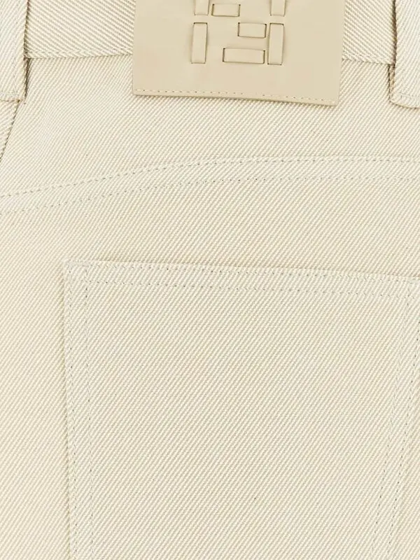 Fendi High-waisted Cotton Pencil Mini Skirt With Five-pocket Design - Beige