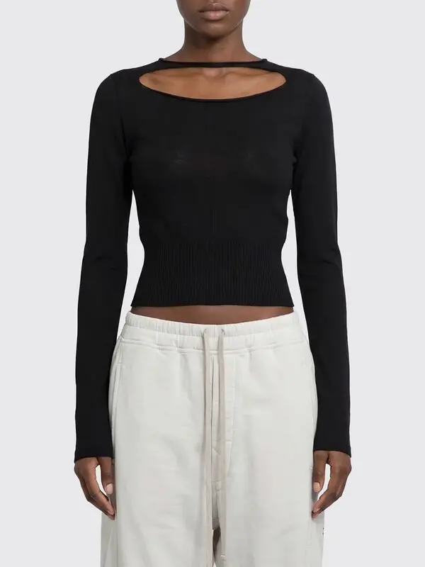 Rick Owens Slim Fit Cut-out Virgin Wool Sweater - Black