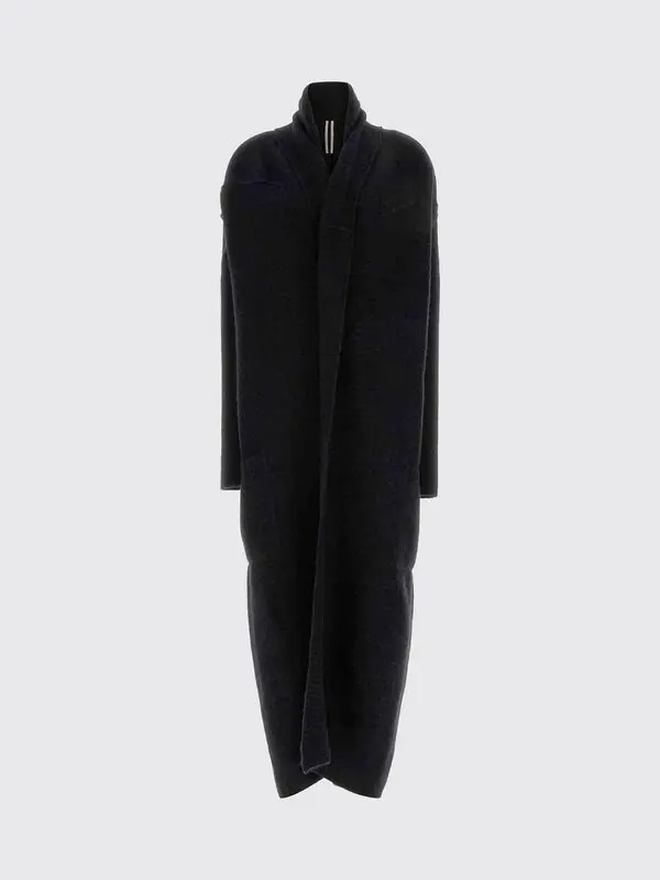 Rick Owens Long High-neck Cashmere And Silk Blend Cardigan - Black