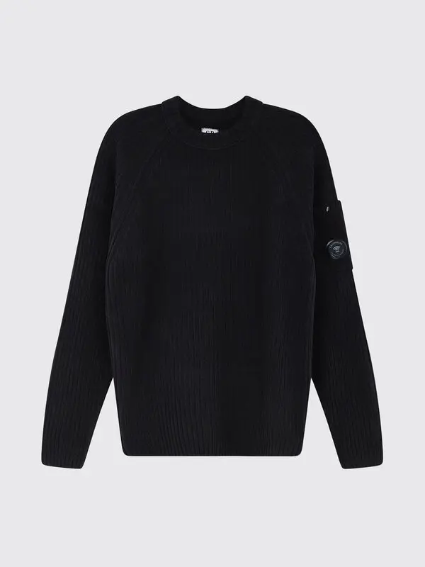 C.P. COMPANY Crewneck Cotton Sweater With Logo Patch On The Sleeve