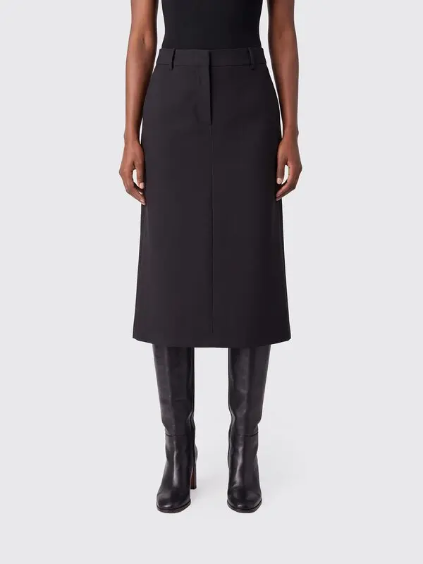 Fendi High-waisted A-line Midi Skirt In Pure Wool With Belt Loops