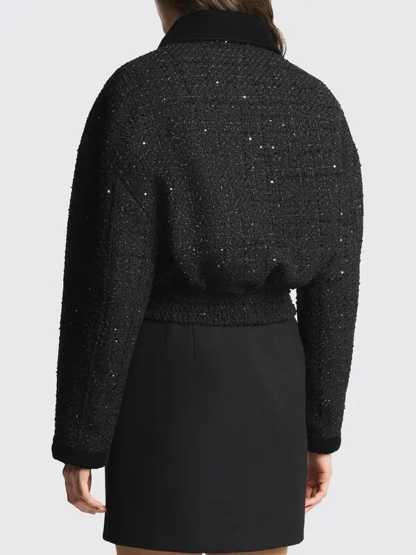 FAY Cropped Bouclé Bomber Jacket With Classic Collar And Iconic Hook