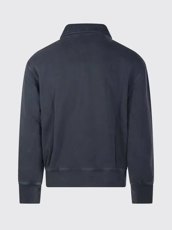 Maison Kitsuné Half-zip Organic Cotton Sweatshirt With Embroidered Logo