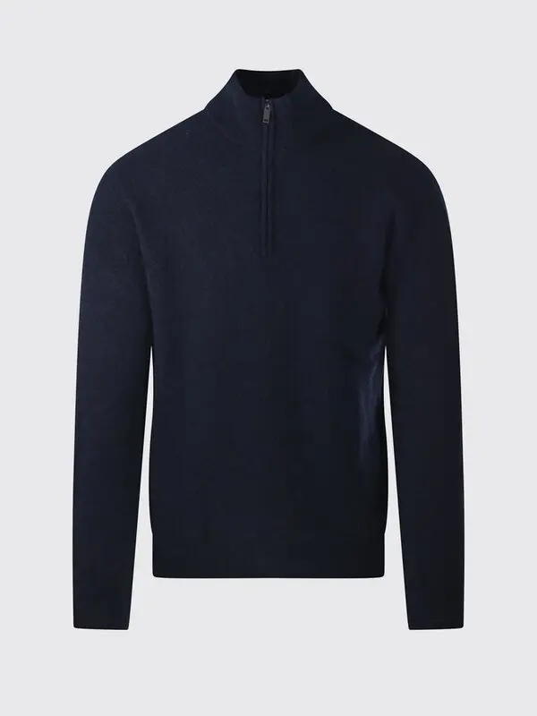 ROBERTO COLLINA Wool-blend Half-zip Turtleneck Sweater - Blue