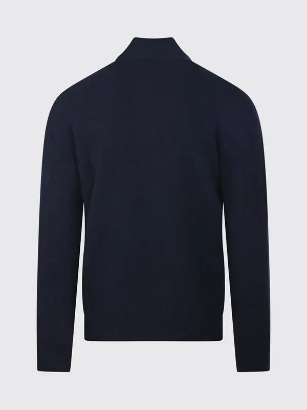 ROBERTO COLLINA Wool-blend Half-zip Turtleneck Sweater - Blue
