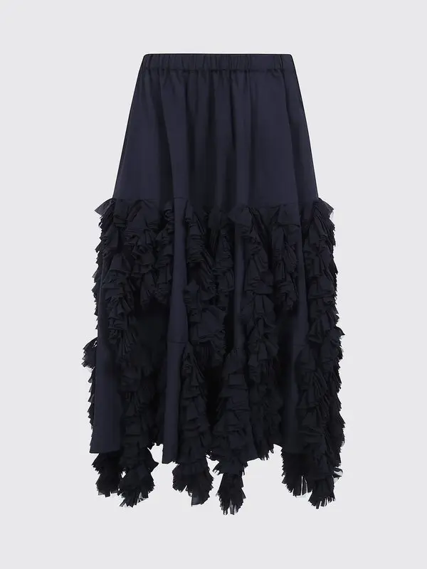 Comme Des Garçons Asymmetrical Crêpe Midi Skirt With Ruffles