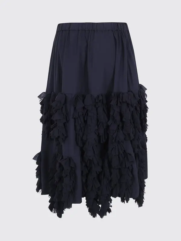 Comme Des Garçons Asymmetrical Crêpe Midi Skirt With Ruffles