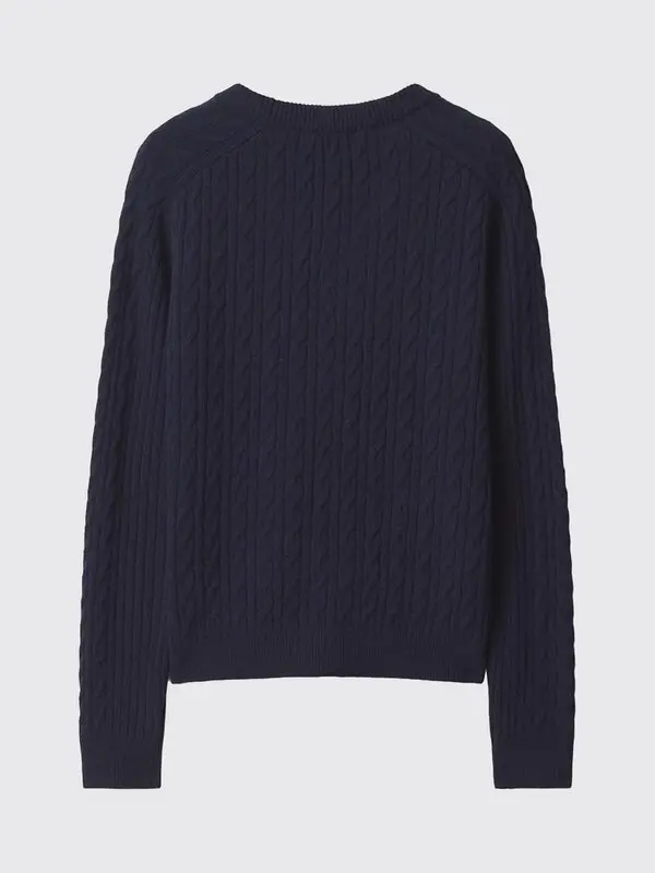 Maison Kitsuné V-neck Pure Wool Cardigan With Chillax Fox Logo Patch - Navy