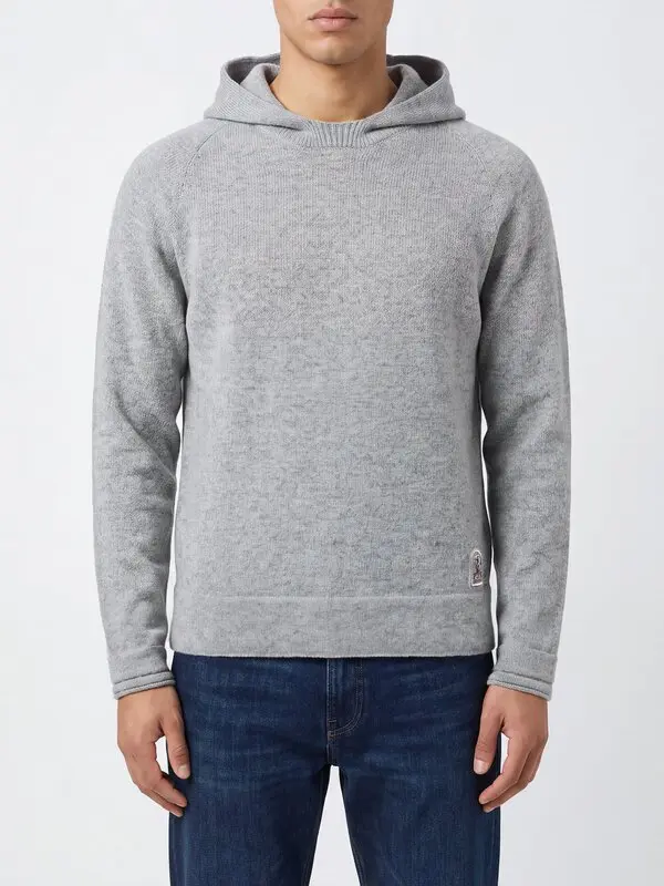 PARAJUMPERS Pure Virgin Wool Knit Hoodie With Long Sleeves - Grey