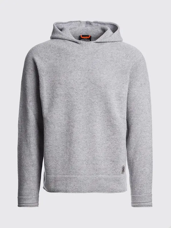 PARAJUMPERS Pure Virgin Wool Knit Hoodie With Long Sleeves - Grey