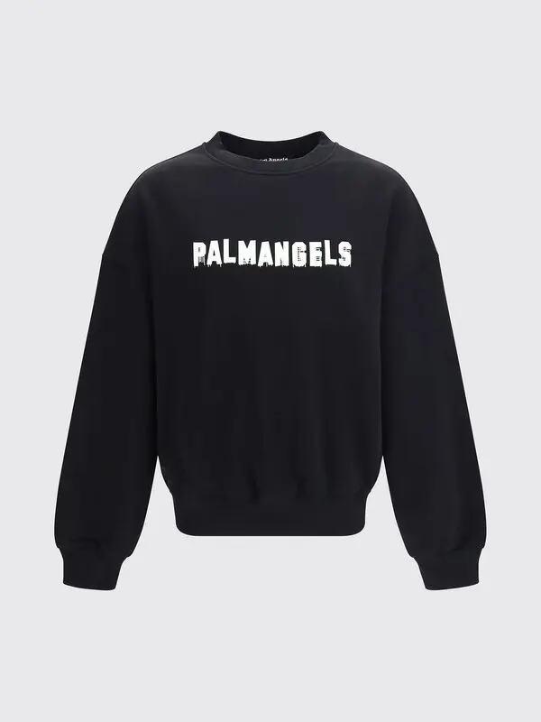 Palm Angels Cotton Crewneck Sweatshirt With Contrasting Logo And Dropped Shoulders