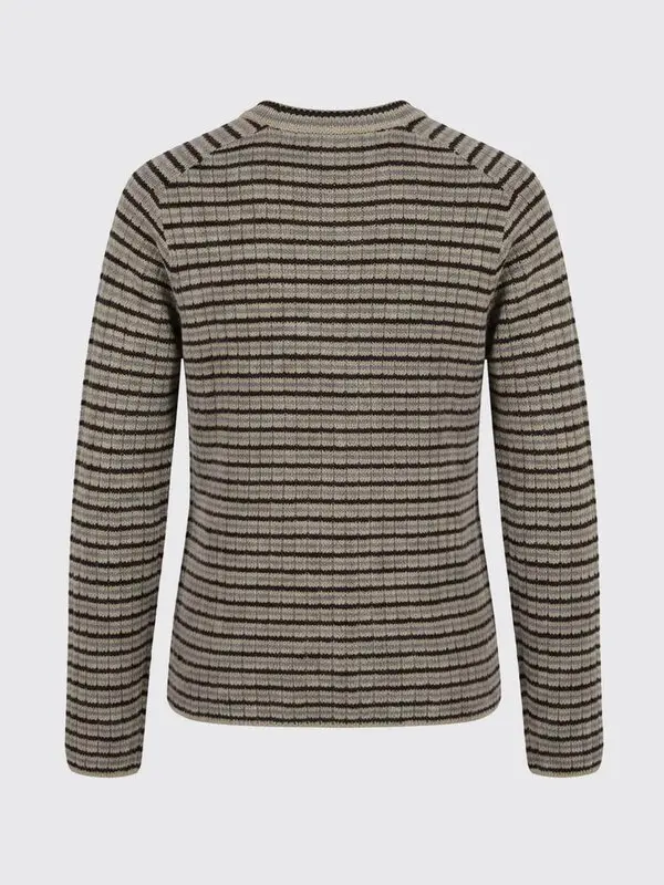 Auralee Striped Wool And Cashmere Crewneck Sweater With A Slim Fit