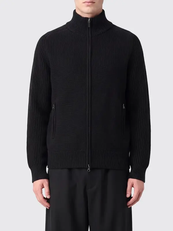 KANGRA Wool Blend Turtleneck Cardigan With Zip Closure And Pockets - Black