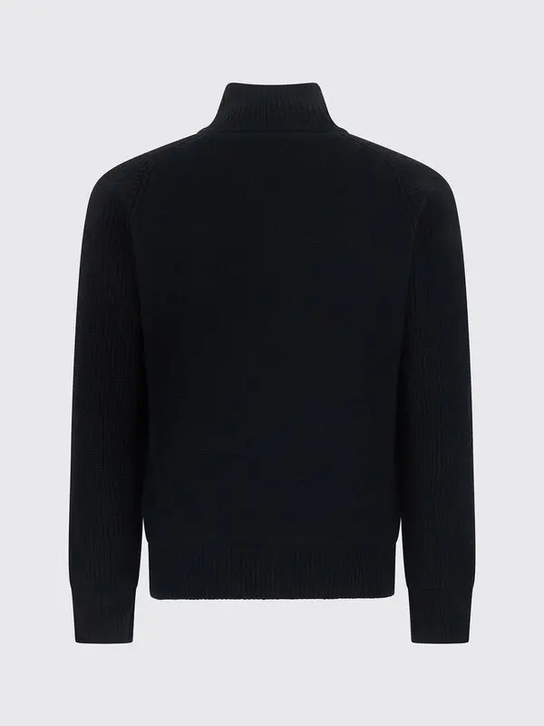 KANGRA Wool Blend Turtleneck Cardigan With Zip Closure And Pockets - Black