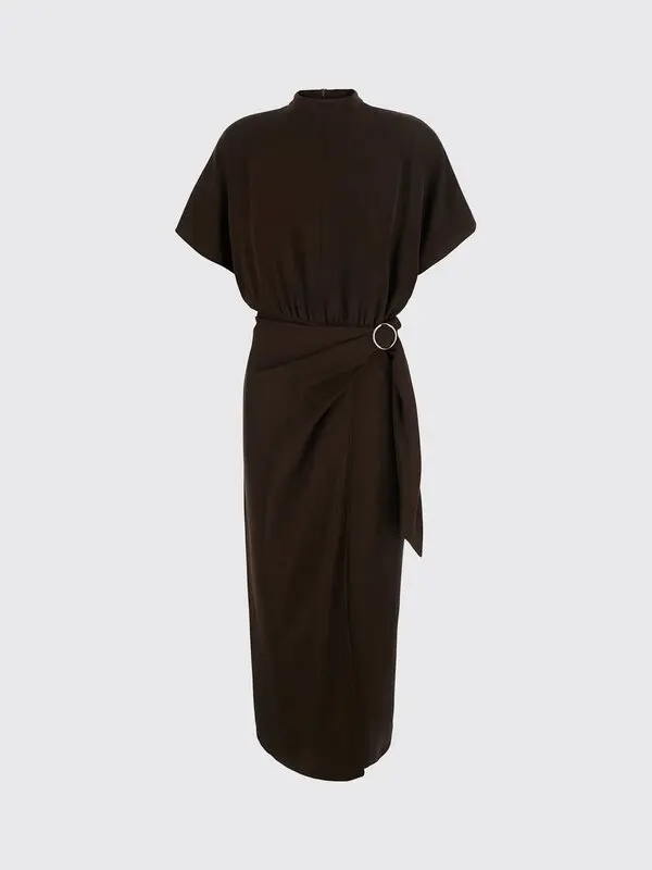 RAME Crêpe Sheath Midi Dress With Draped Waist