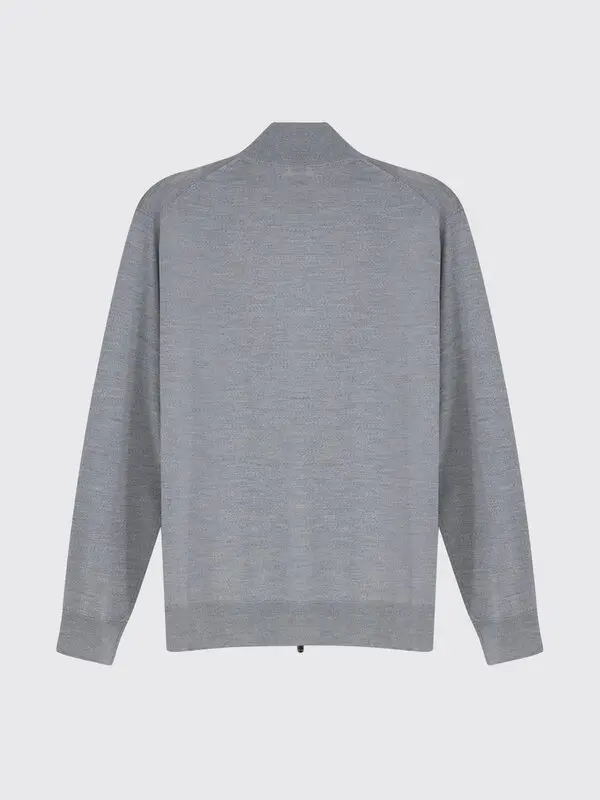 BRAMANI CASHMERE Turtleneck Zip-up Cardigan In Wool With Ribbed Cuffs - Grey