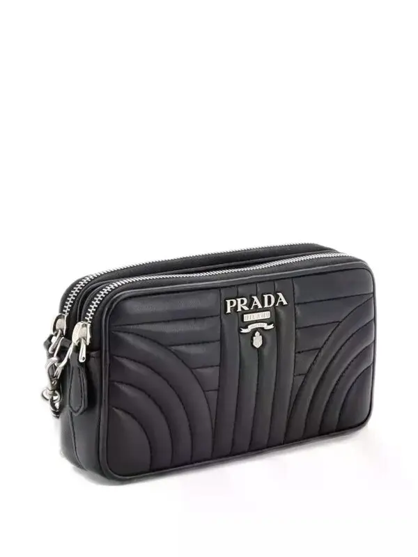 Prada Double Zip Diagramme Quilted Leather Mini Crossbody Bag
