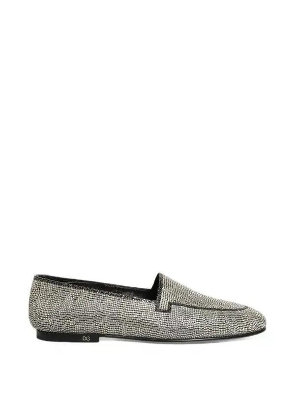Dolce & Gabbana Crystal-embellished Loafers - Silver