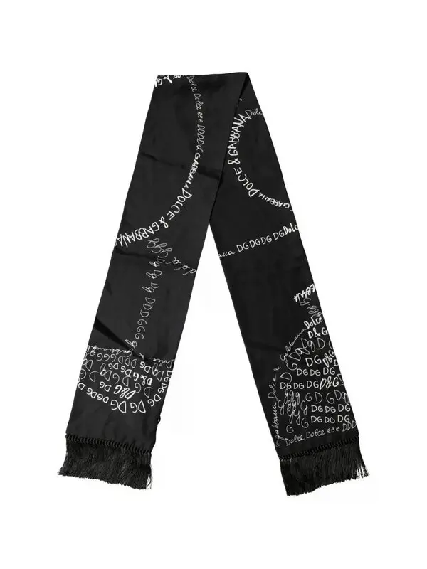 Dolce & Gabbana Logo-print Silk Scarf - Black