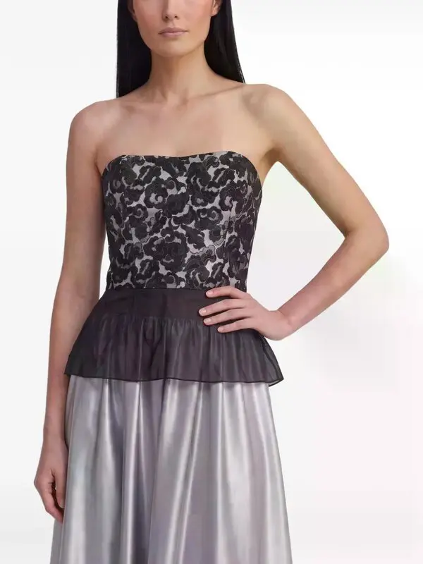 Guy Laroche Floral-lace Strapless Top
