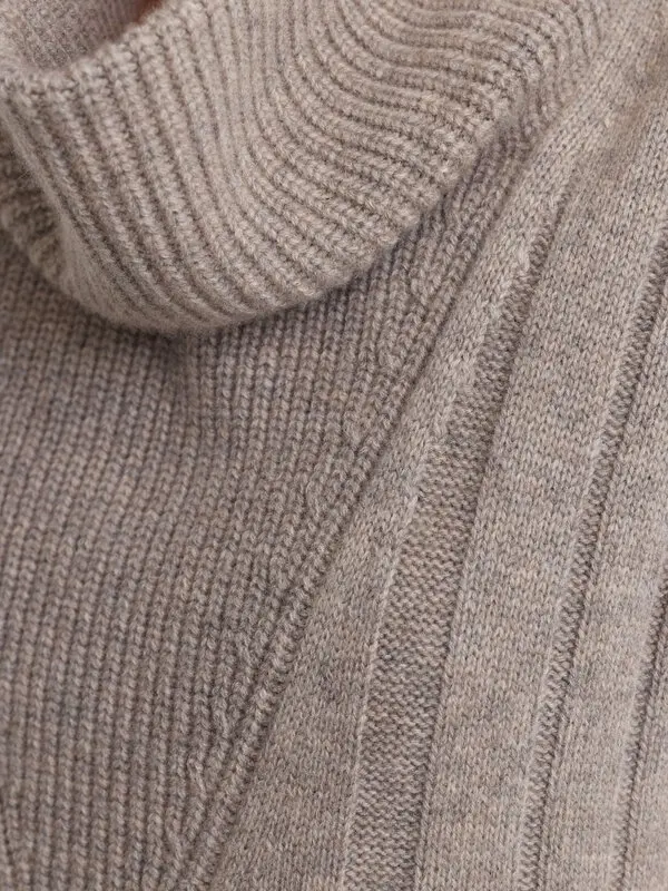 REISS Wool-cashmere Ribbed Funnel-neck Midi Dress