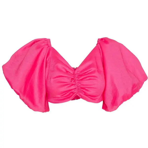 OFUURE Linen Skye Puffy Sleeve Crop Top
