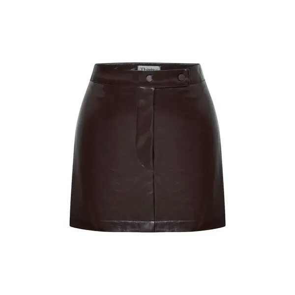 THISISU COLLECTION Penelope Vegan Leather Mini Skirt – Burgundy