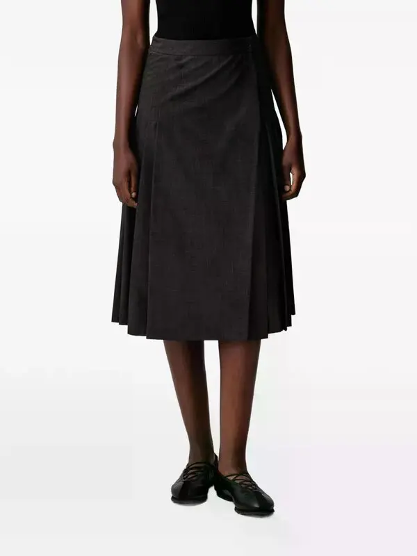 Lacoste Pleated Wool Midi Wrap Skirt