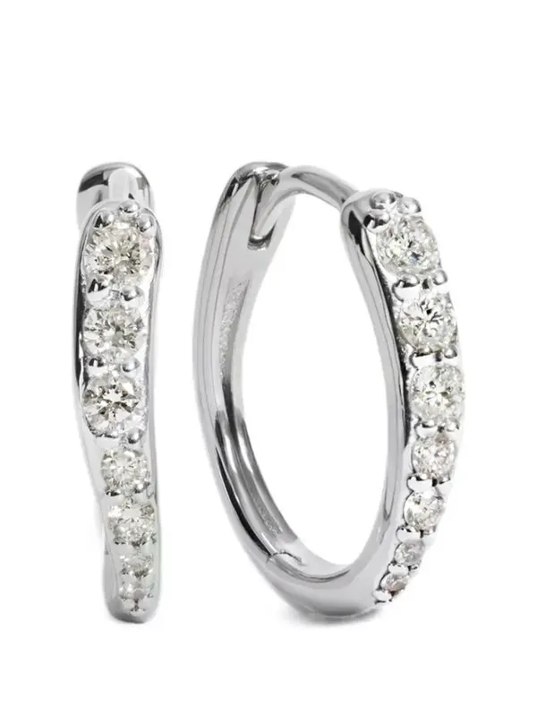 Monica Vinader Riva Pavé-diamond Small Hoop Earrings - Silver